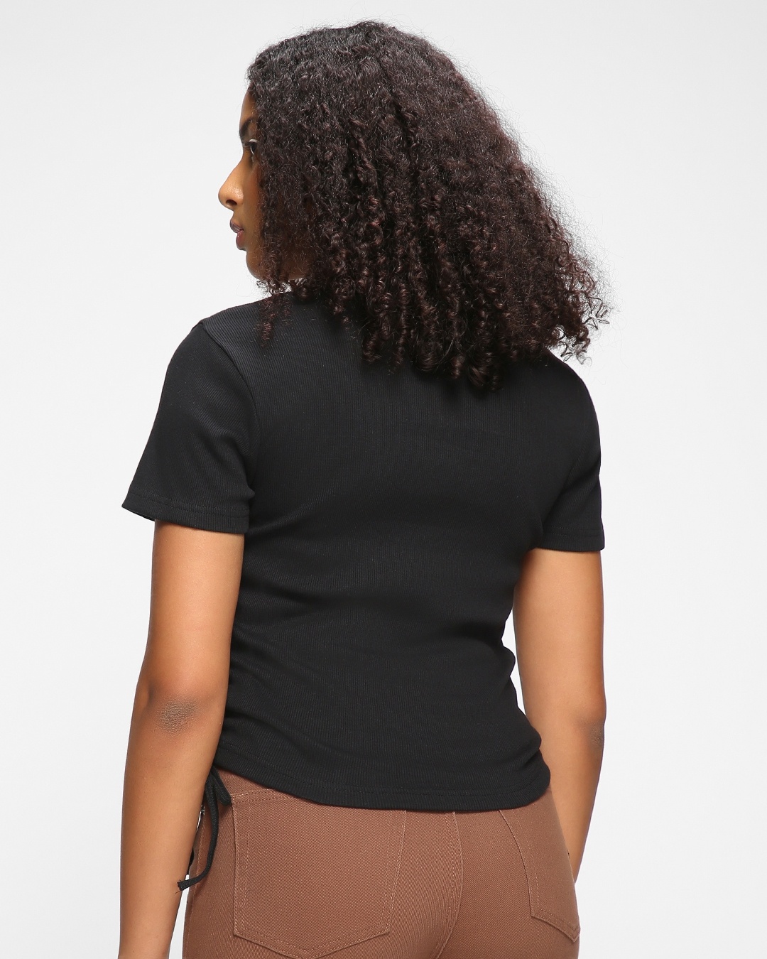 Buy Women's Black Side Gather Slim Fit Top Online at Bewakoof