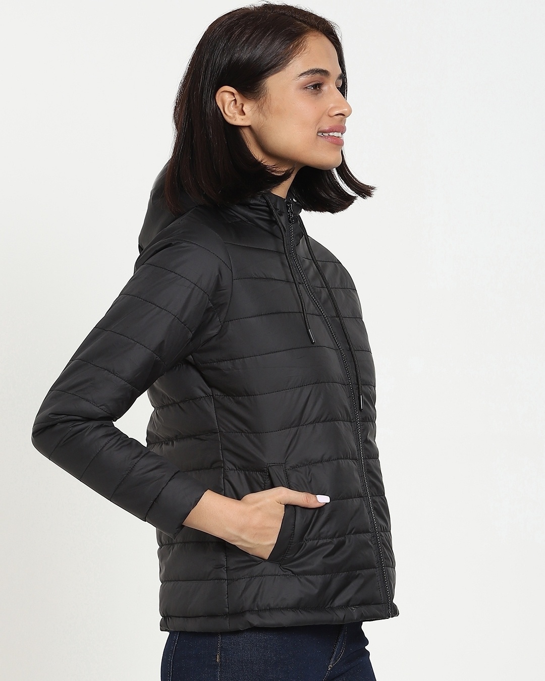 Buy Women's Black Relaxed Fit Puffer Jacket Online at Bewakoof