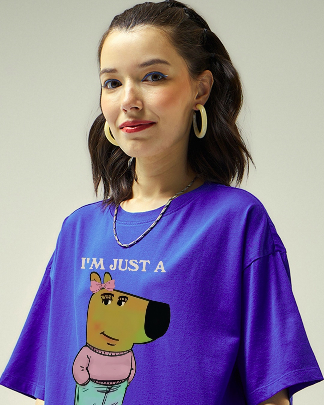 Buy Women's Blue Chill Girl Graphic Printed Oversized T-shirt Online at ...