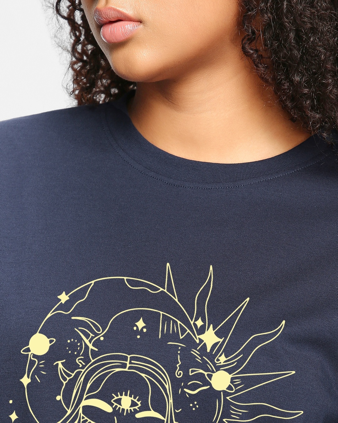 Buy Women's Blue Stardust Soul Graphic Printed Oversized T-shirt Online ...