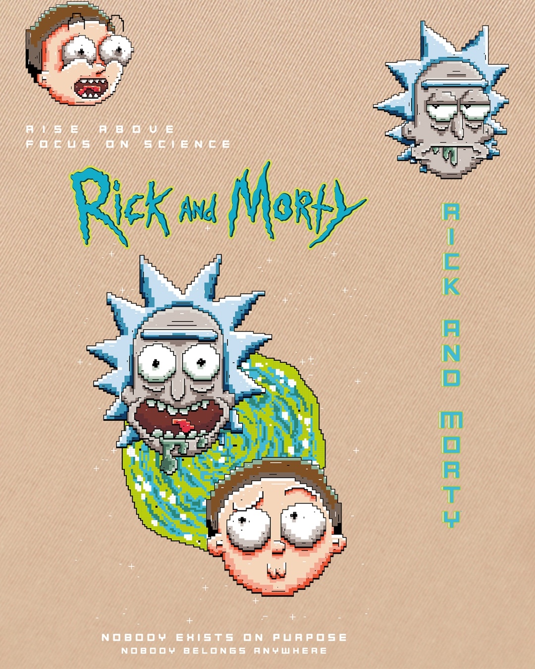 Buy Women's Brown 8 Bit Rick and Morty Graphic Printed Boyfriend T ...