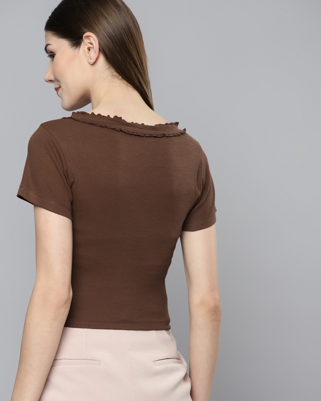 Buy Women's Brown Crop Top for Women Brown Online at Bewakoof