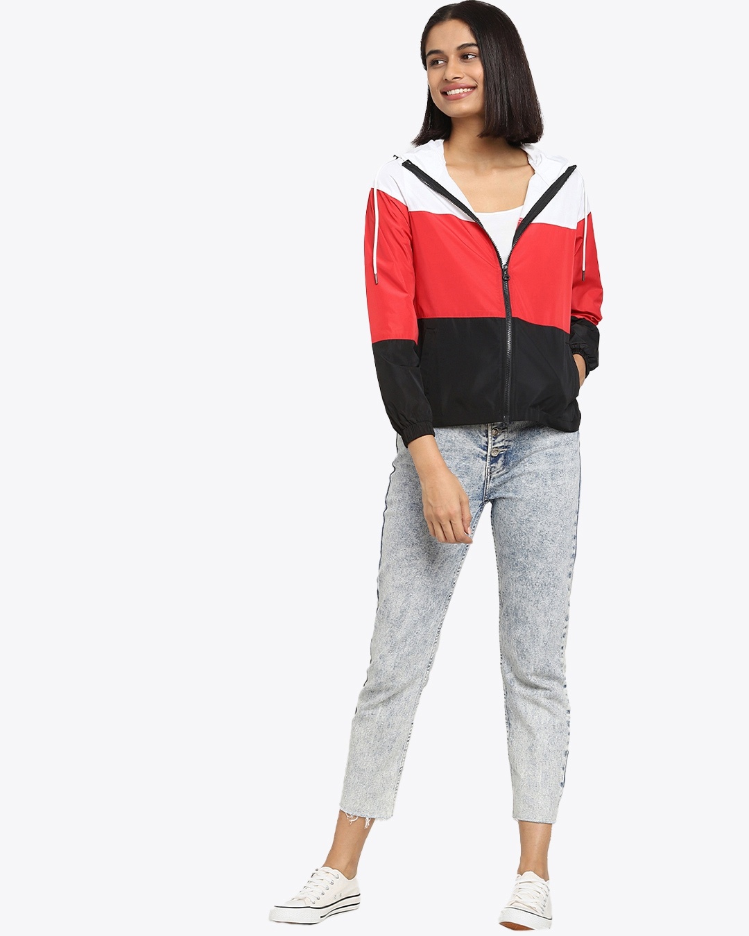 Buy Women's Multicolor Color Block Windcheater jacket Online at Bewakoof