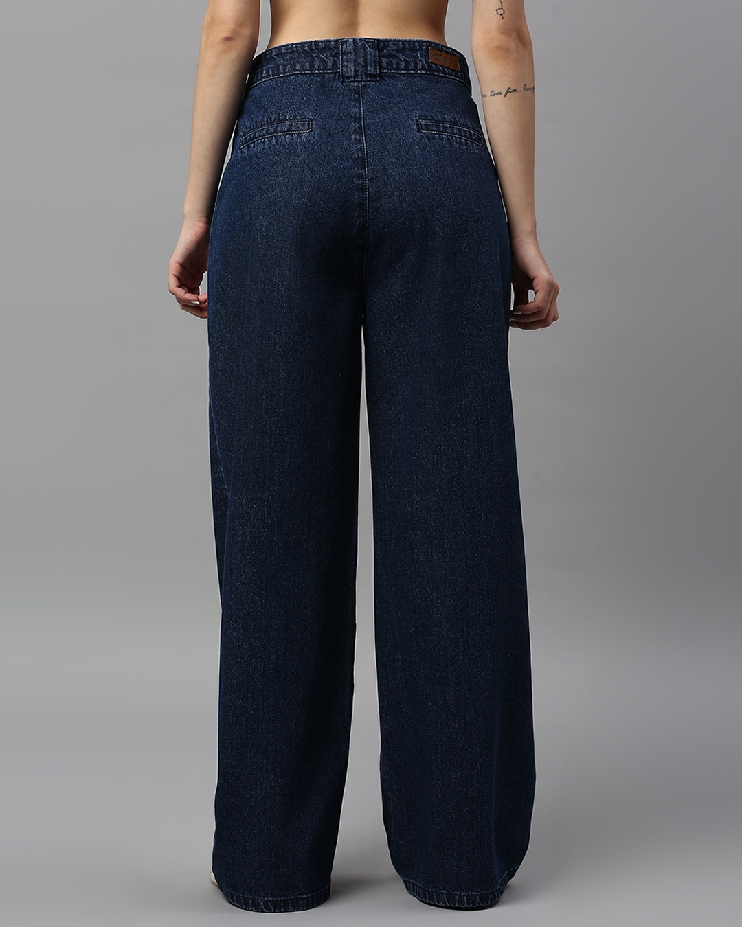 Buy Women's Dark Blue Wide Leg Jeans Online at Bewakoof