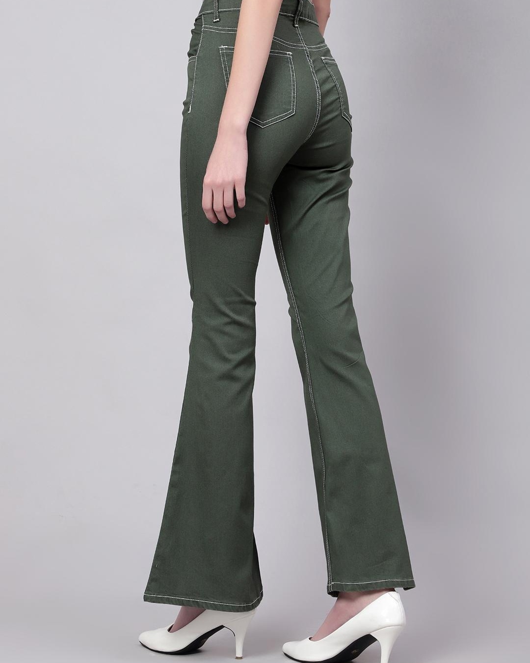 Buy Women's Green Boot cut Jeans Online at Bewakoof