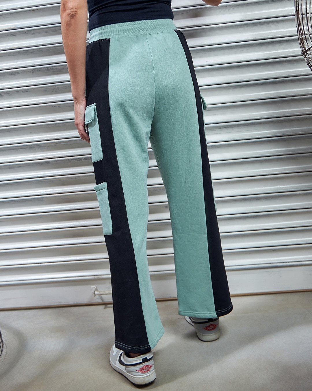 Buy Women's Cyan Gangster Color Blocked Oversized Brushed Cargo Track ...