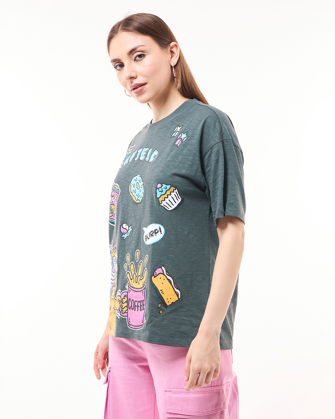 Buy Women's Grey Garfield Burp Graphic Printed Oversized T-shirt Online ...