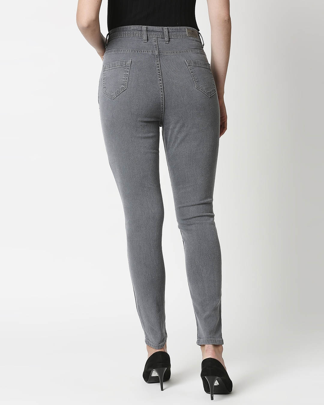 Buy Women's Grey Slim Fit High Rise Clean Look Stretchable Jeans for ...