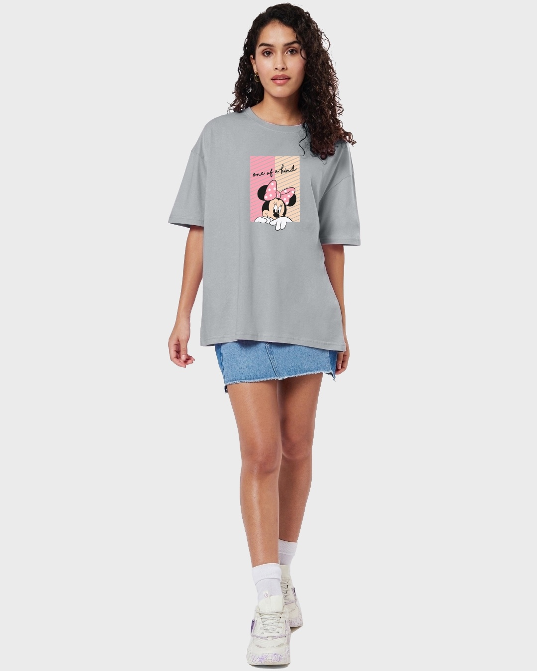 Buy Women's Grey Unique Minnie (DL) Graphic Printed Oversized T-shirt ...
