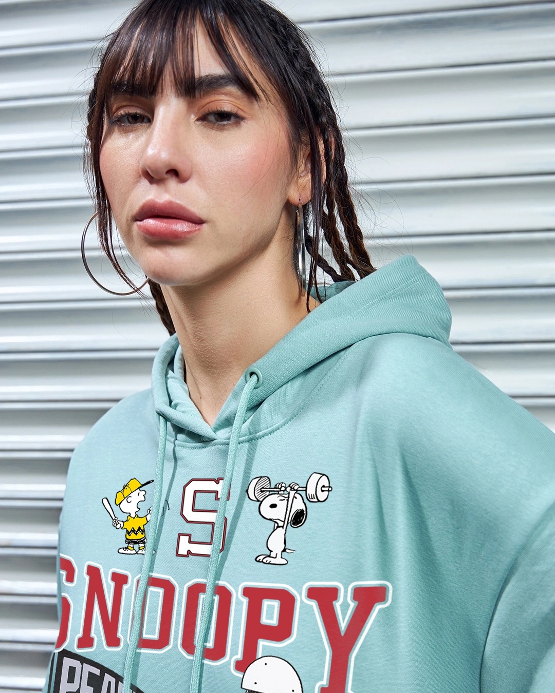 Buy Women's Cyan Snoopy Department Graphic Printed Oversized Hoodies ...