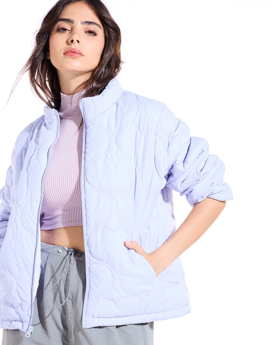 Buy Women's Lilac Oversized Puffer Jacket Online at Bewakoof
