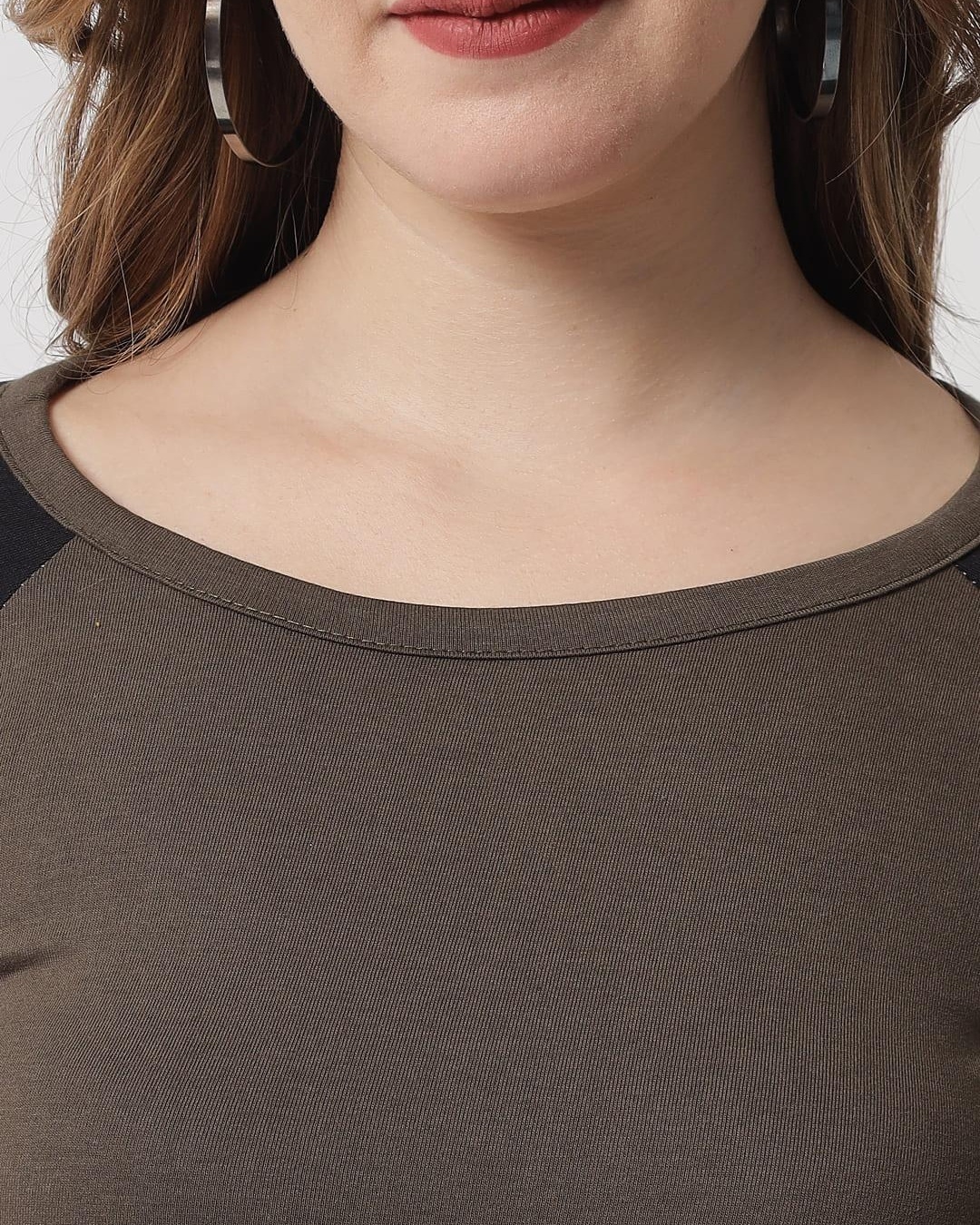 Buy Women's Olive & Black Color Block T-shirt for Women Green Online at ...