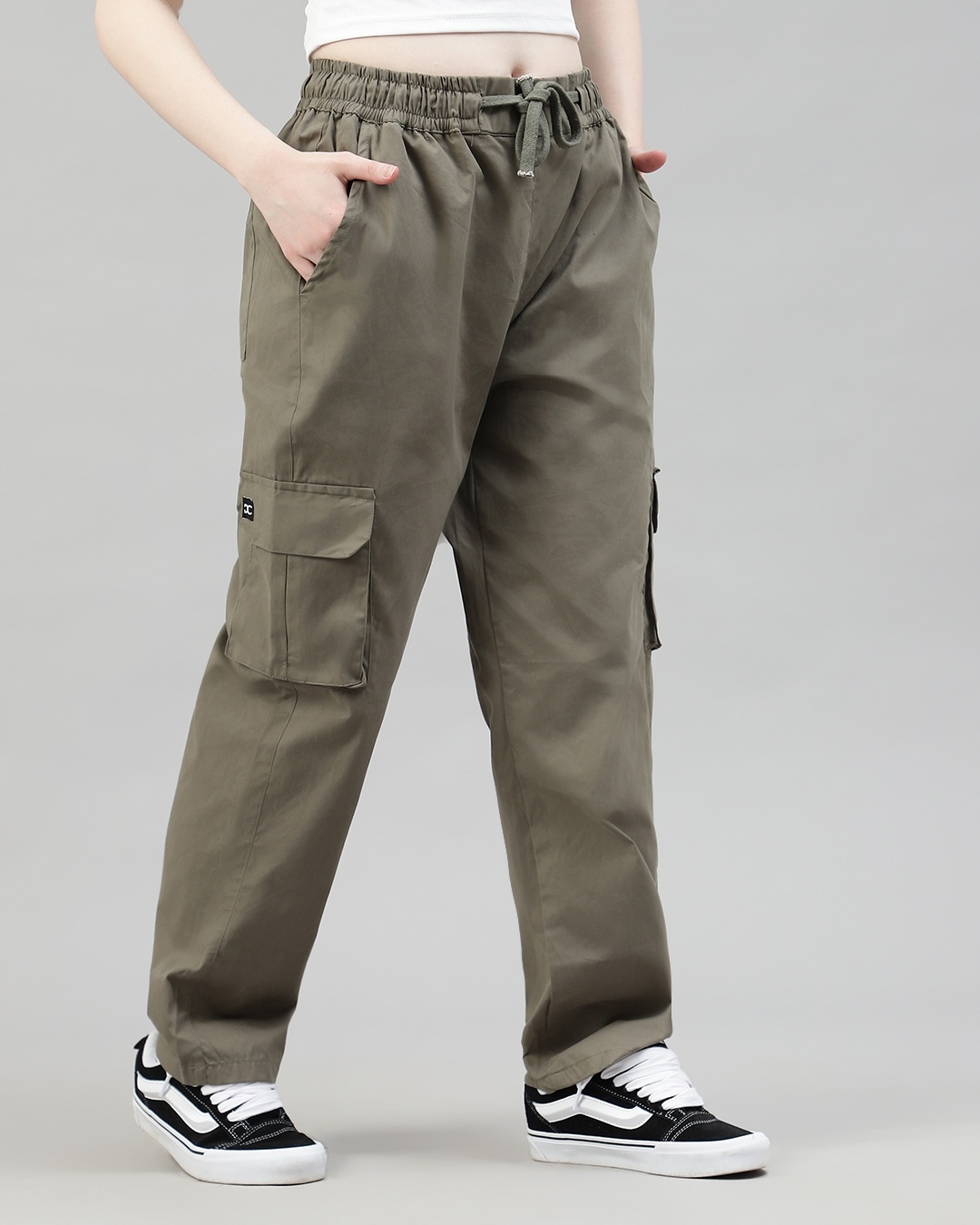 Buy Women's Olive Green Baggy Loose Comfort Fit Cargo Pants Online at Bewakoof