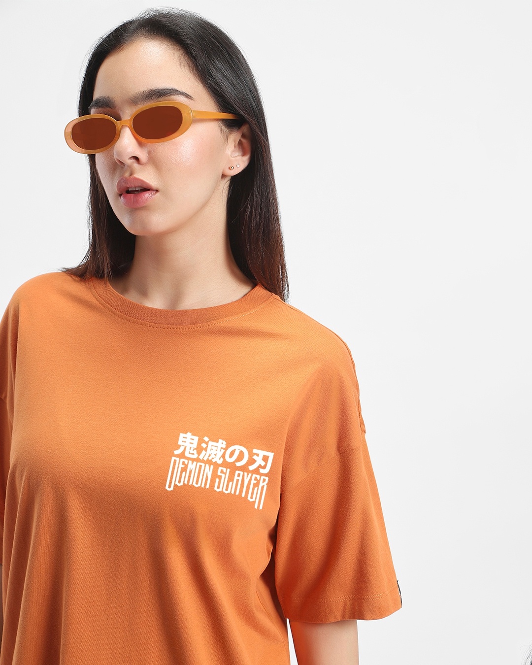 Buy Women's Orange DS Siblings Oversized Graphic Printed T-shirt Online ...