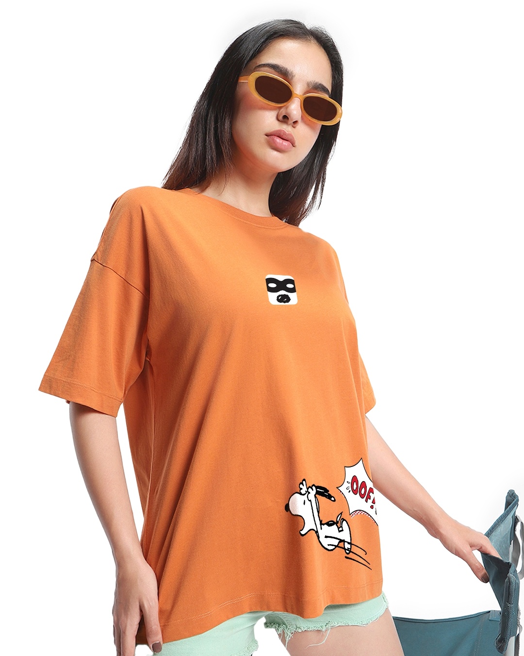 Buy Women's Orange Super Power Graphic Printed Oversized T-shirt Online ...