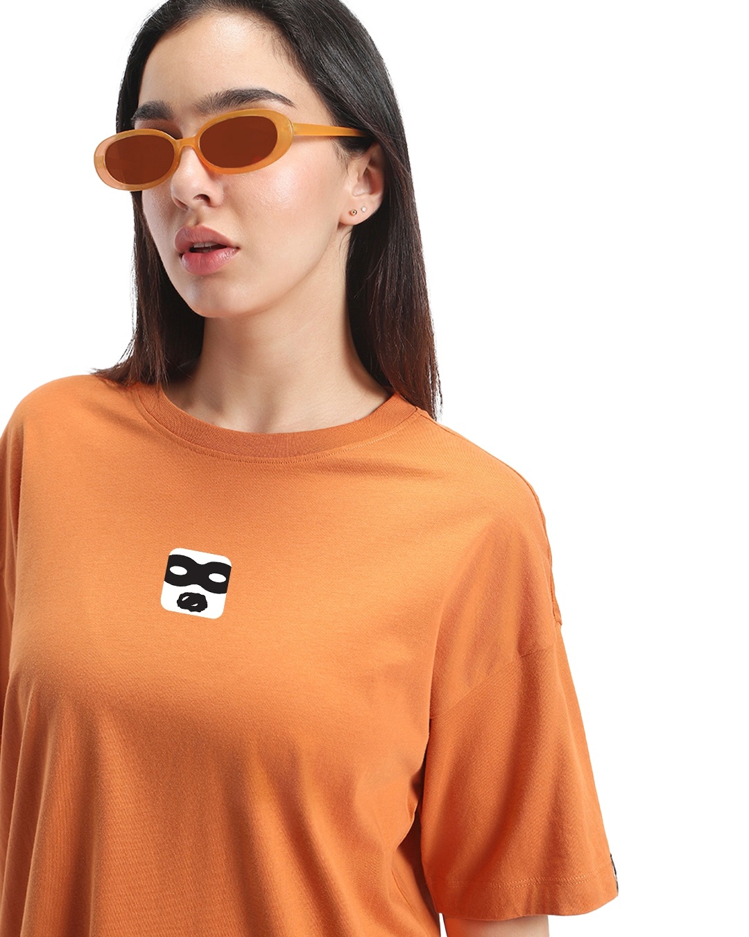 Buy Women's Orange Super Power Graphic Printed Oversized T-shirt Online ...