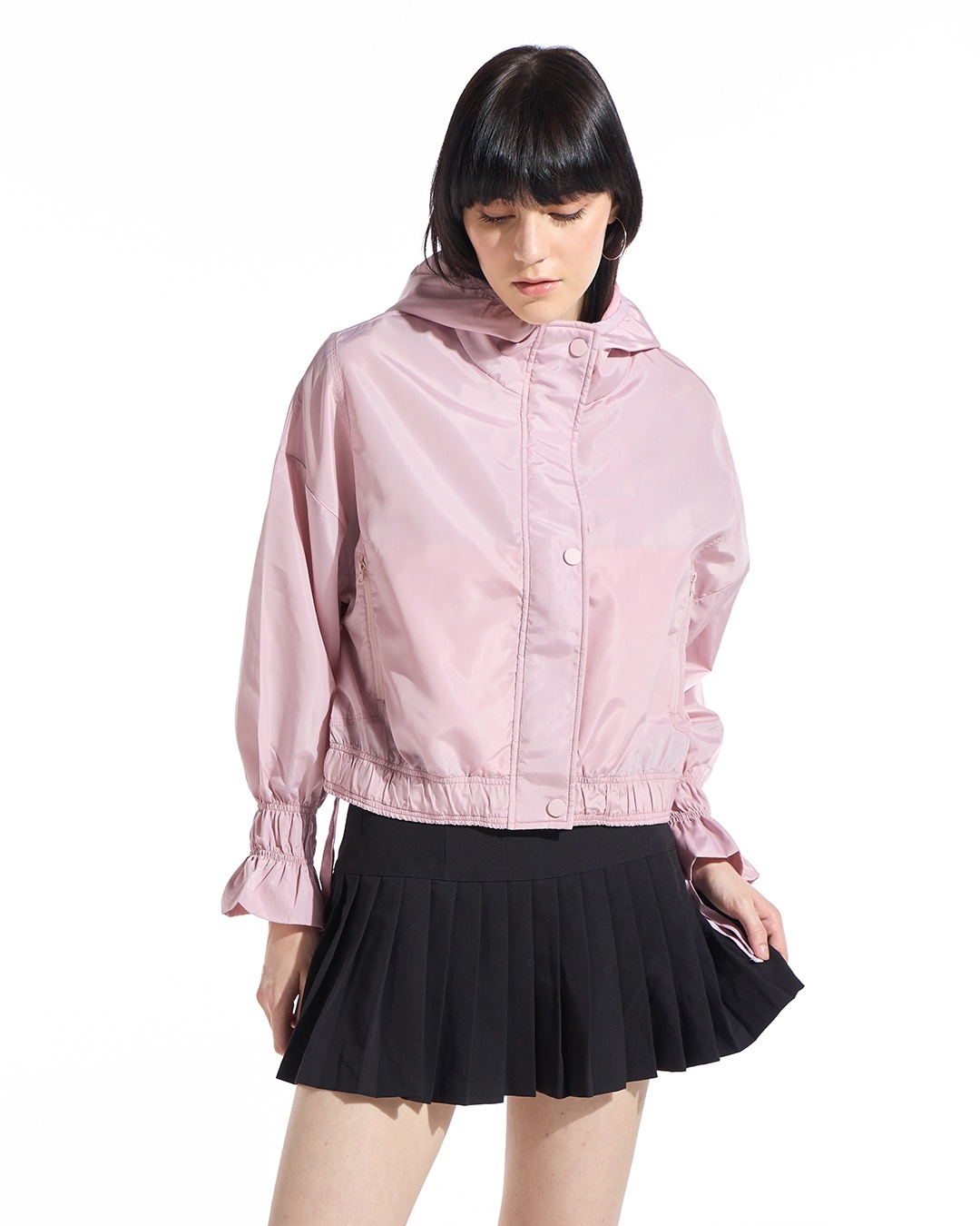 Buy Women's Peach Oversized Hooded Windcheater Jacket Online at Bewakoof