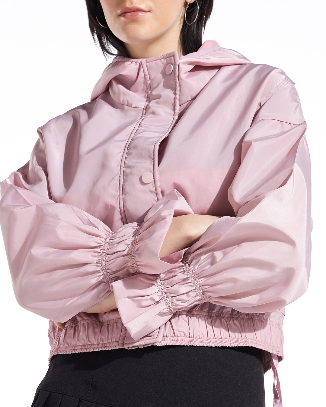 Buy Women's Peach Oversized Hooded Windcheater Jacket Online at Bewakoof