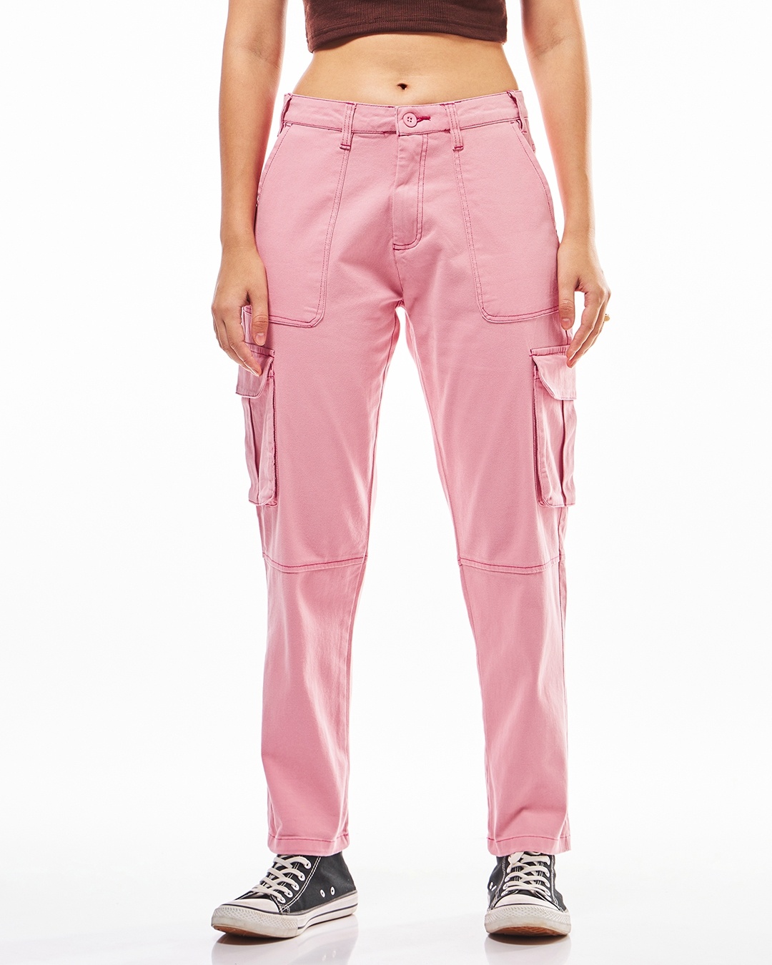 Buy Women's Pink Cargo Pants Online at Bewakoof