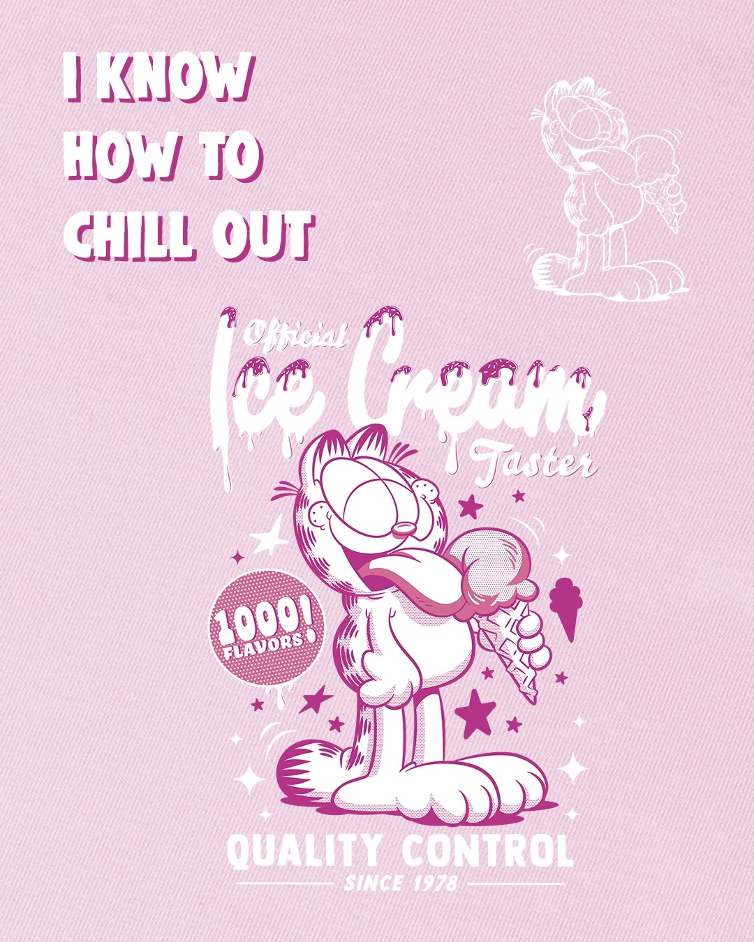 Buy Women's Pink Garfield's Icecream Graphic Printed Oversized T-shirt ...