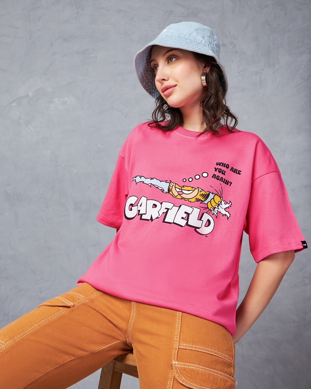 Buy Women's Pink Happy Face Graphic Printed Oversized T-shirt Online at ...