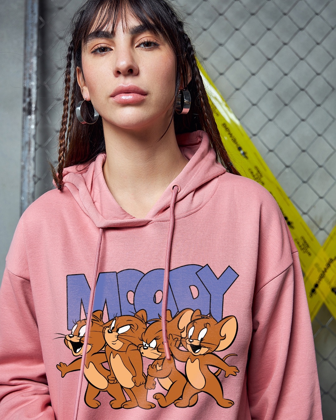Buy Women's Pink Mood Jerry Graphic Printed Oversized Hoodies Online at ...