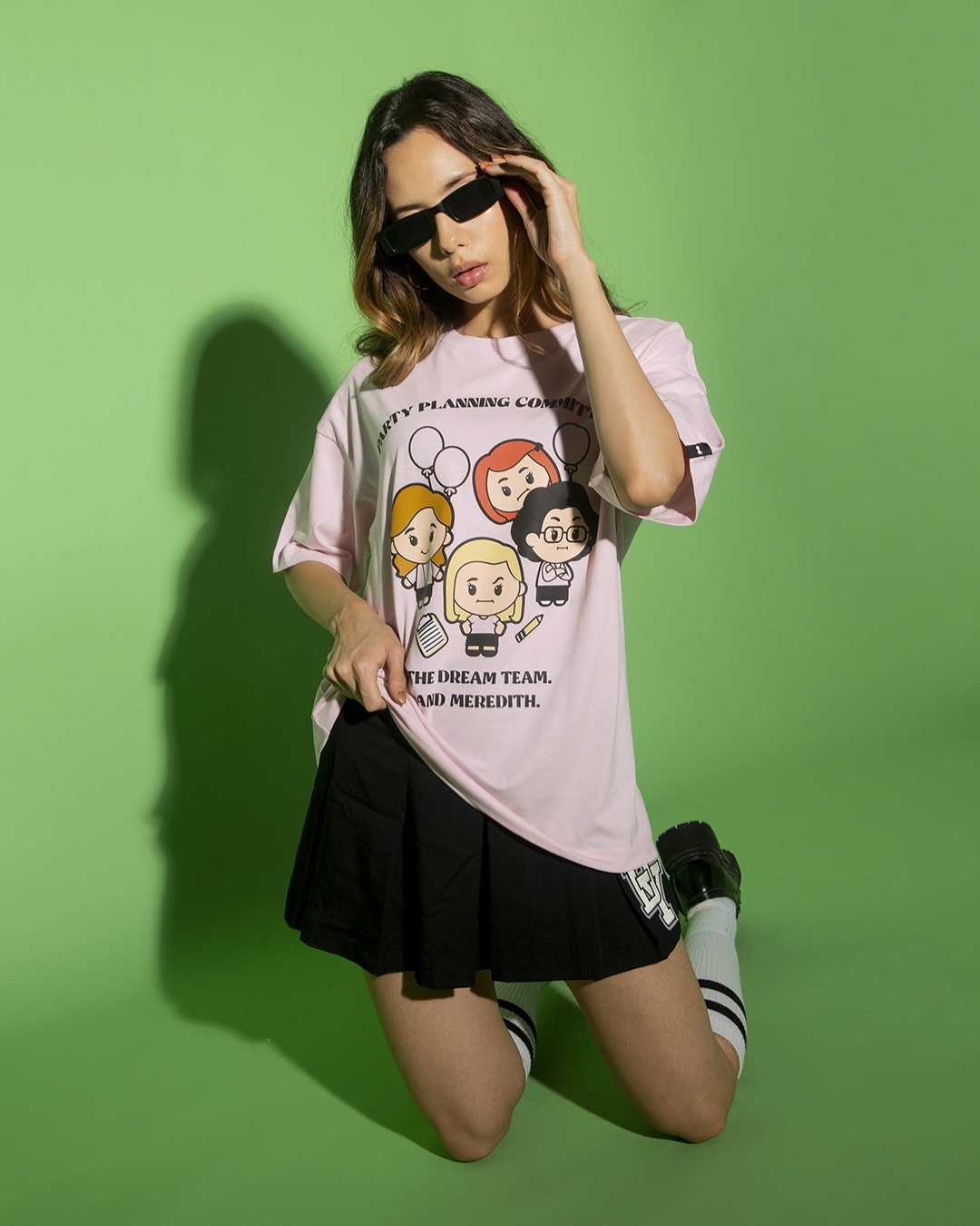 Buy Women's Pink Party Planning Committee Graphic Printed Oversized T ...