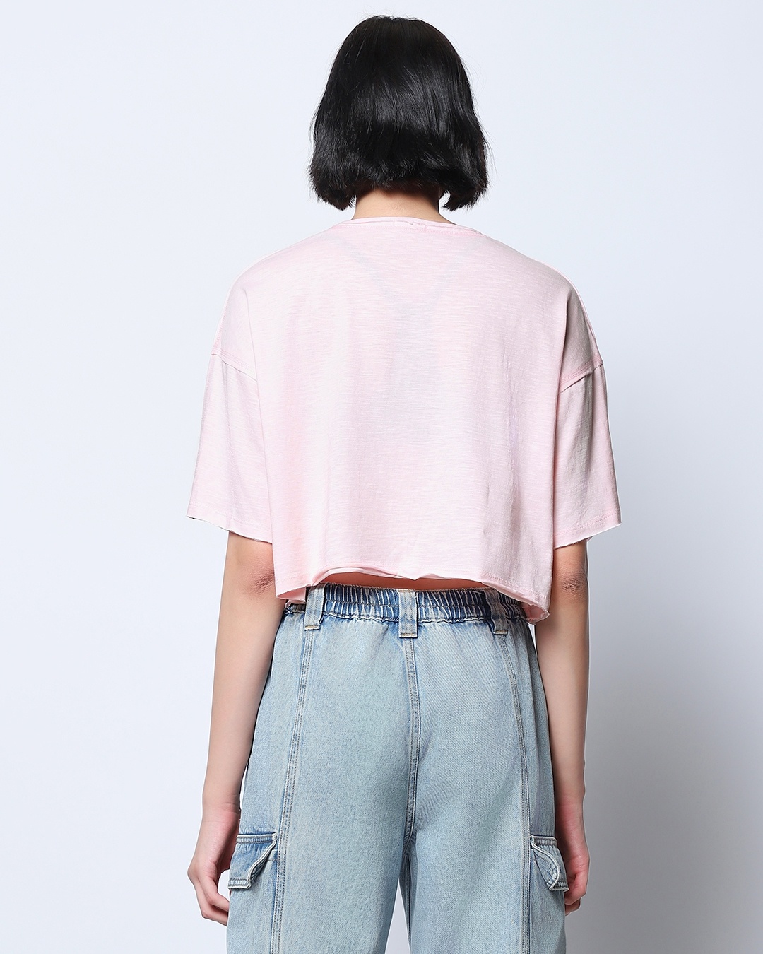 Buy Women's Pink Squad Forever Typography Oversized Short Top Online at ...