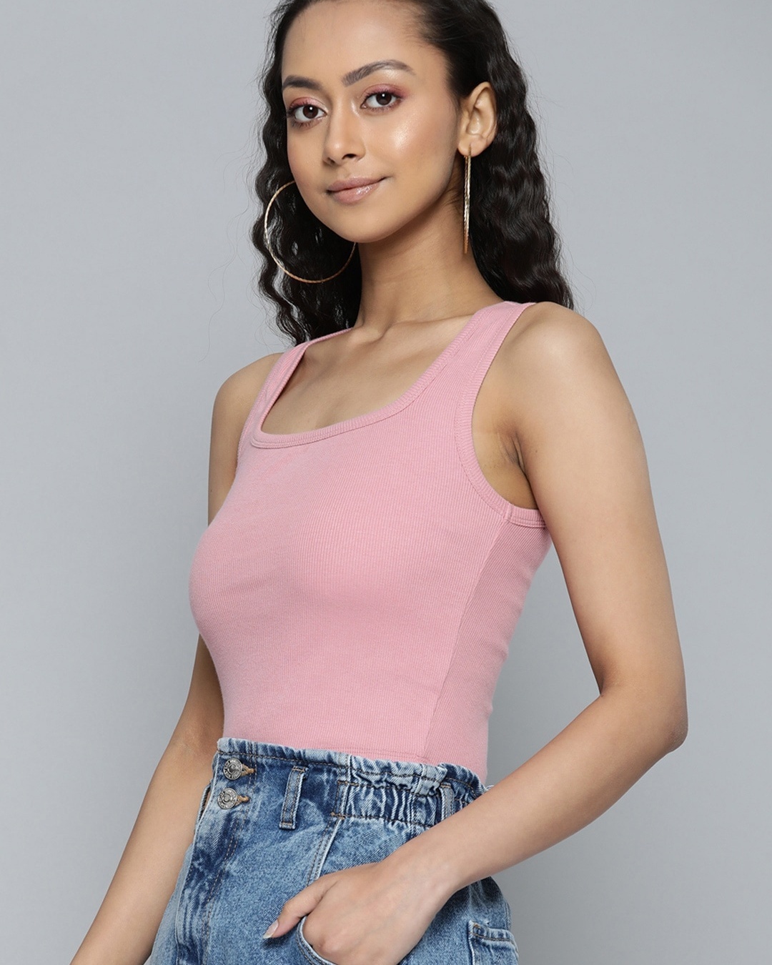 Buy Women's Pink Square Neck Top for Women Pink Online at Bewakoof