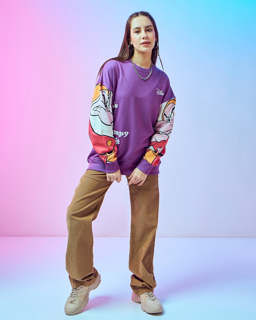 Buy Women's Purple Grumpy Outfit Graphic Printed Oversized Sweatshirt ...