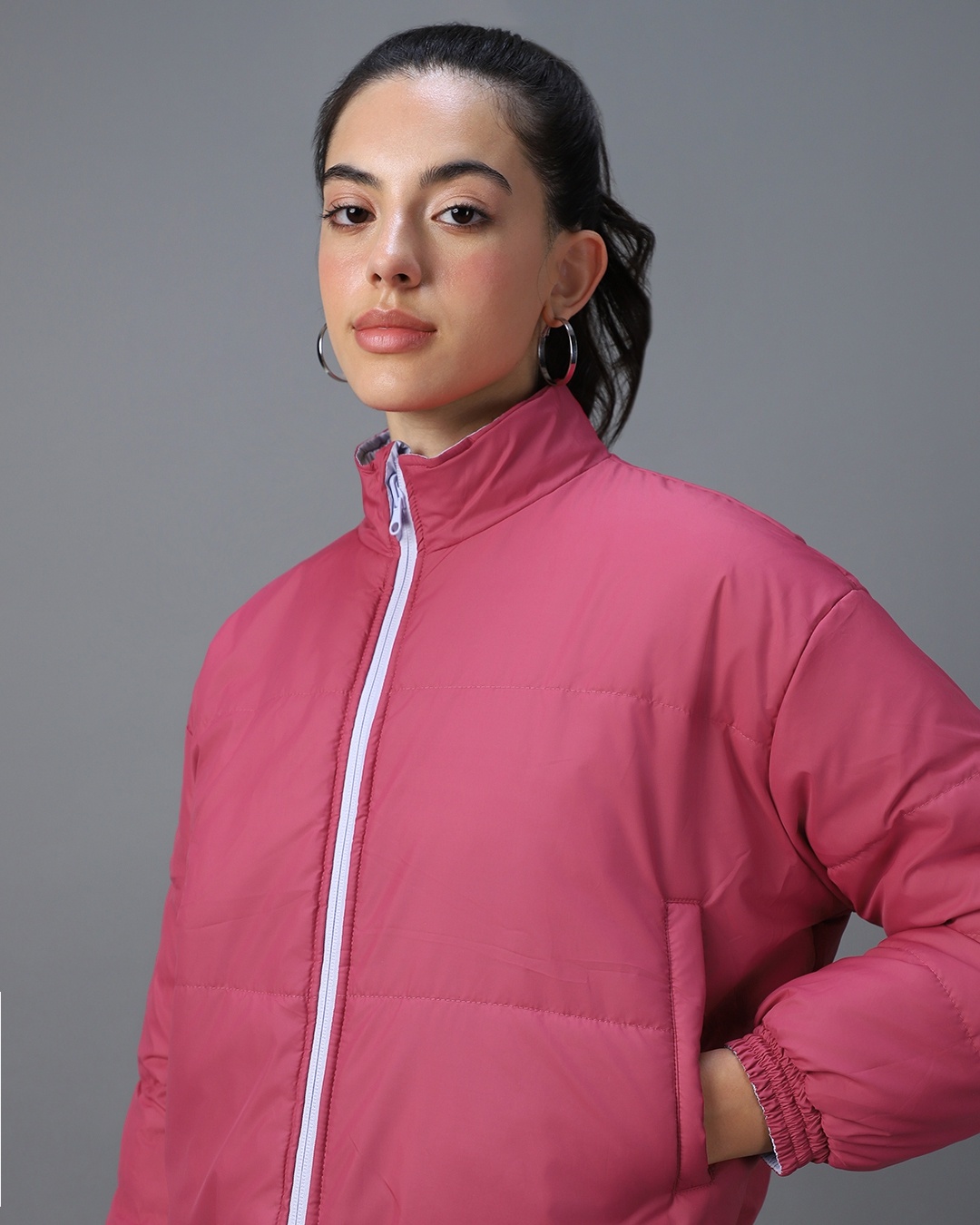 Buy Women's Lilac & Pink Reversible Oversized Jacket Online at Bewakoof