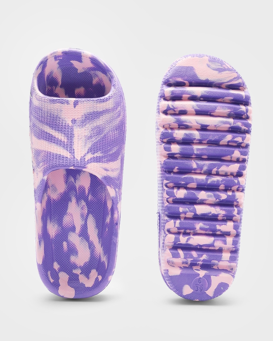 Buy Women's Purple & Pink All Over Printed Zig Zag Sliders Online in ...
