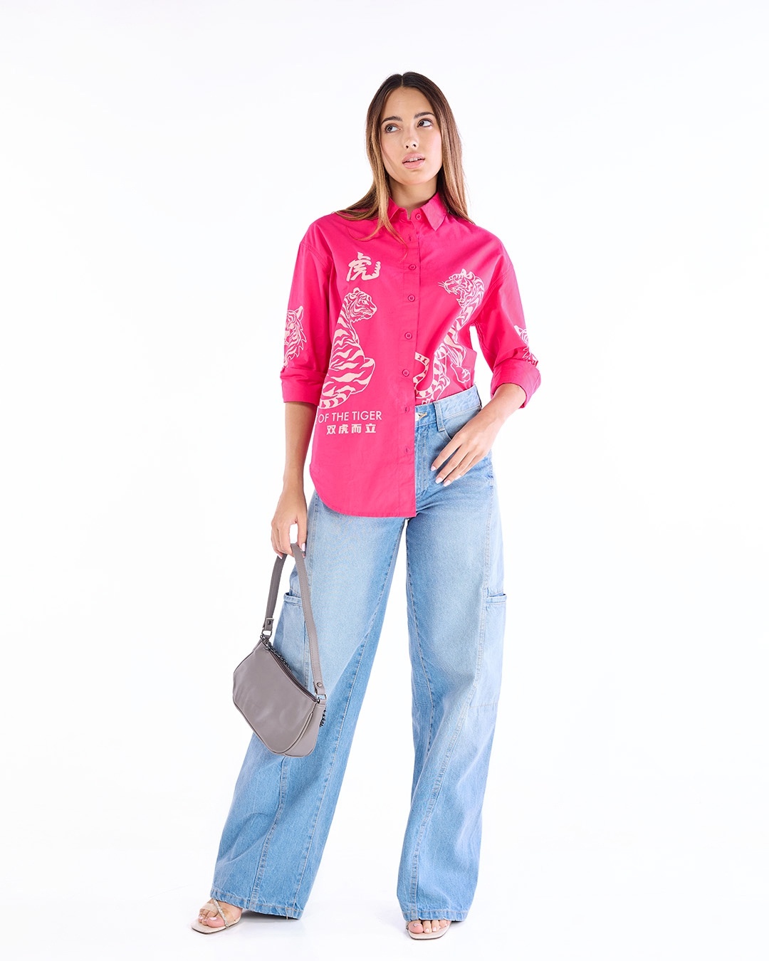 Buy Women's Rasberry Pink Spirit of Tigers Graphic Printed Oversized ...