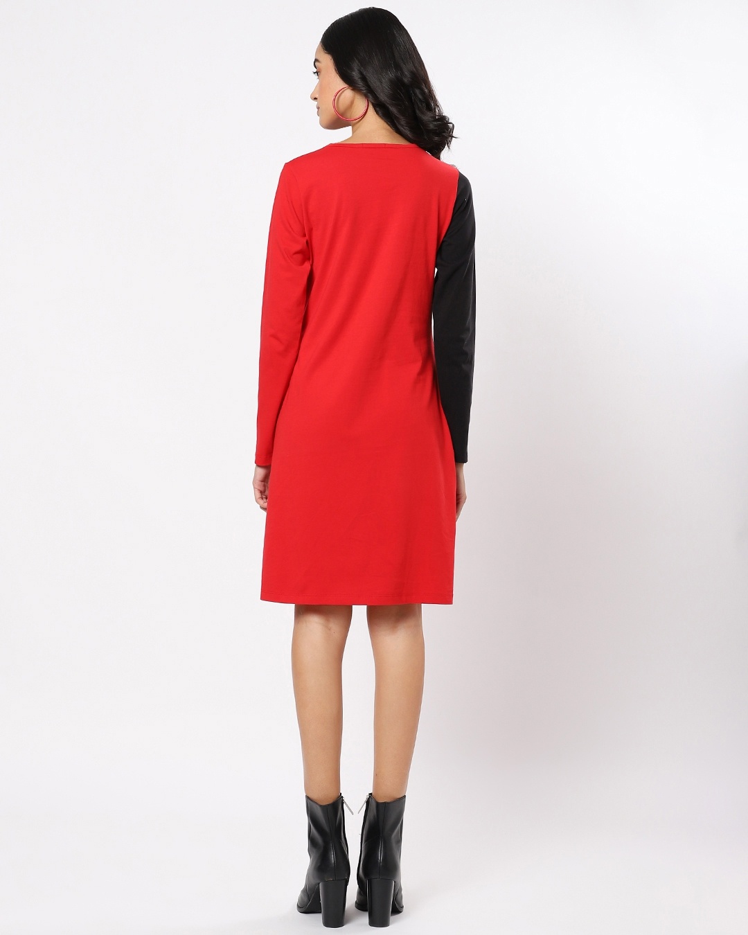Buy Women's Red & Black Color Block Slim Fit Dress Online at Bewakoof