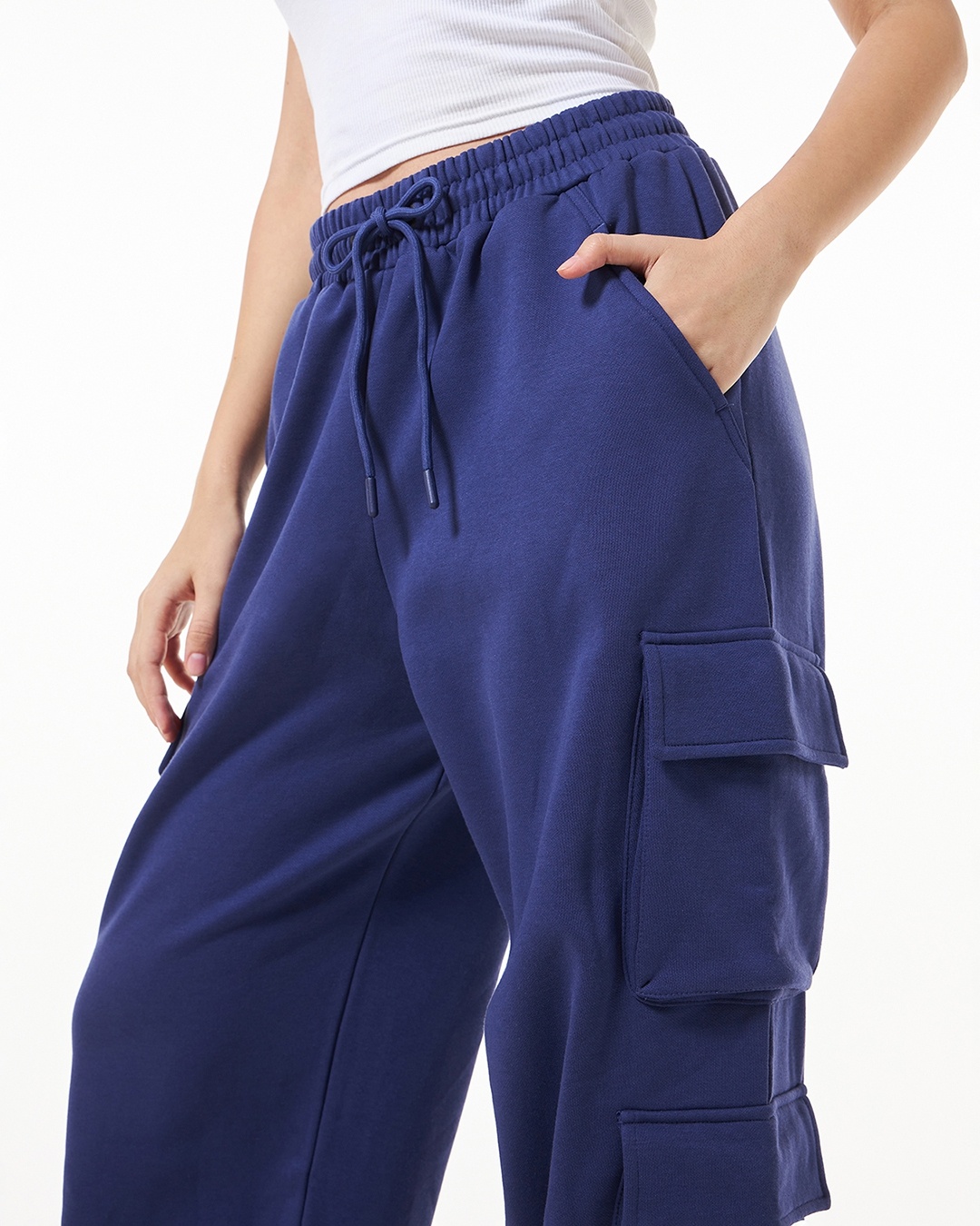 Buy Women's Skipper Blue Super Loose Fit Joggers Online at Bewakoof