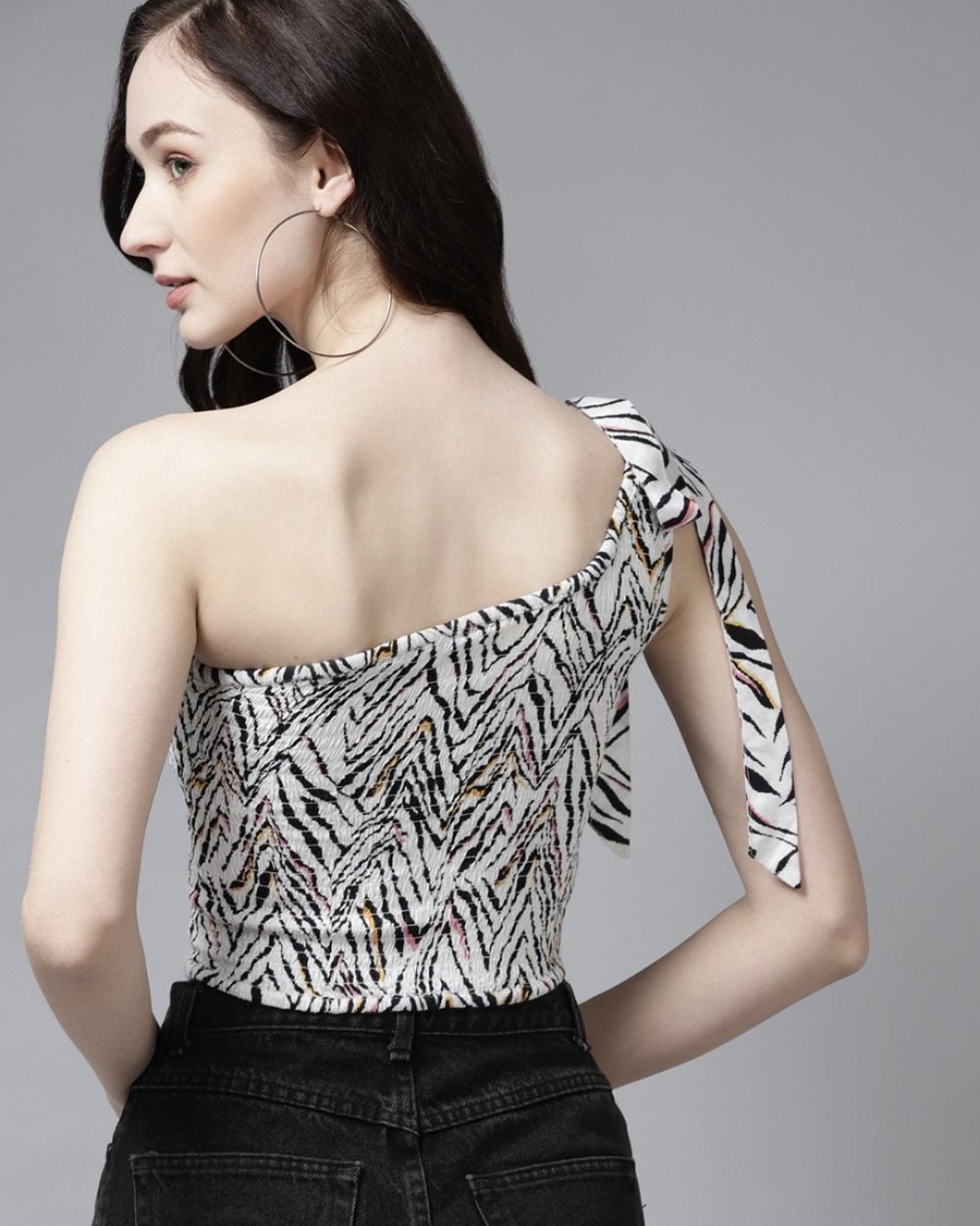 Buy Women's White All Over Printed Slim Fit Crop Top for Women White ...