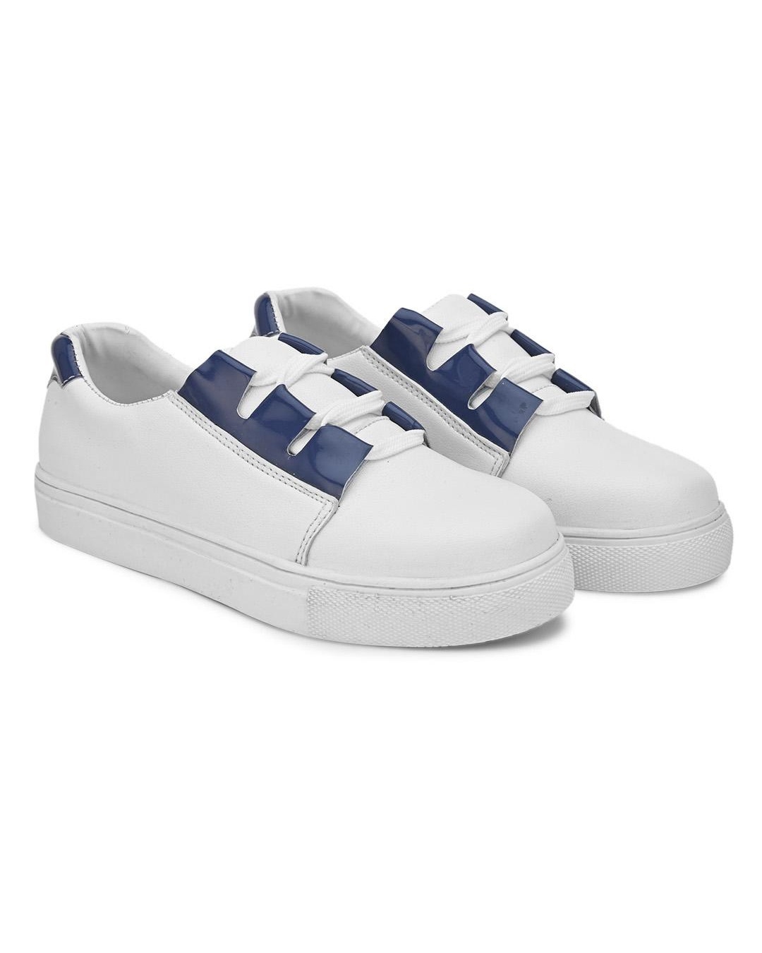 Buy Women's White and Blue Color Block Casual Shoes Online in India at ...