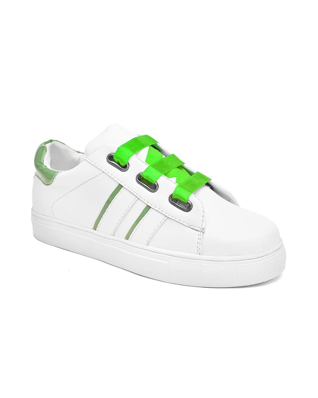Buy Women's White and Green Color Block Casual Shoes Online in India at ...