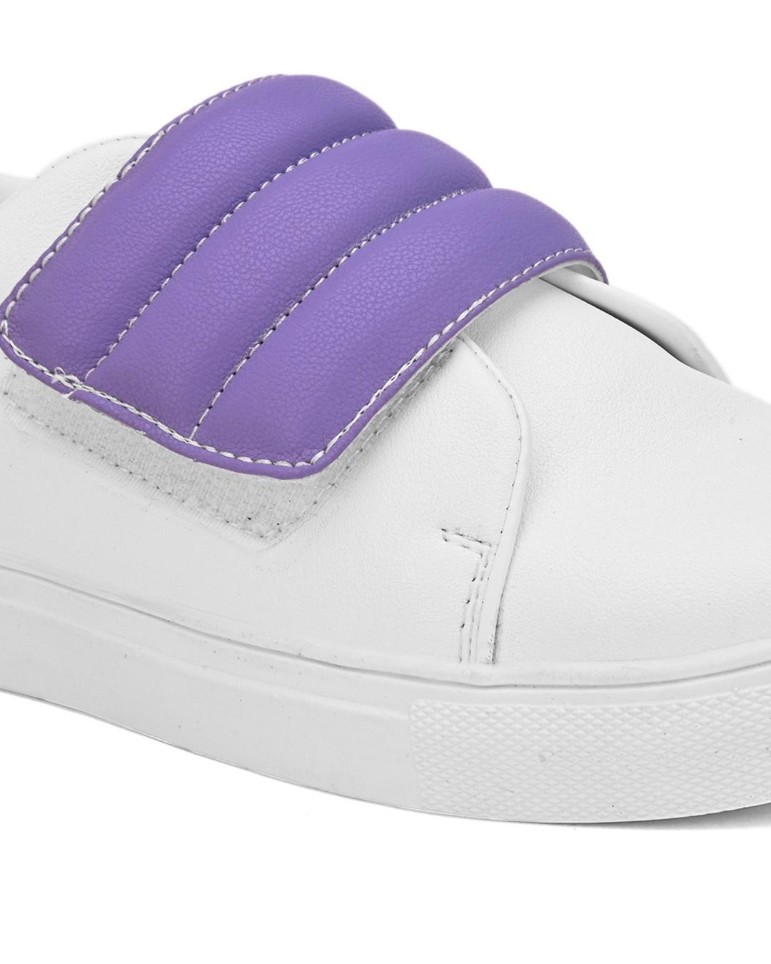 Buy Women's White and Purple Color Block Velcro Casual Shoes Online in ...