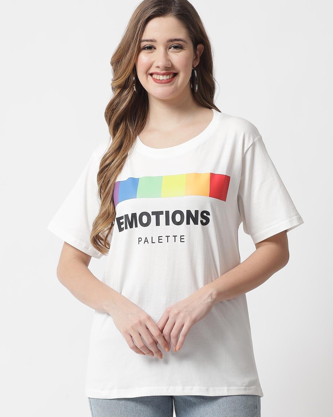 Buy Women's White Emotions Typography T-shirt for Women White Online at ...