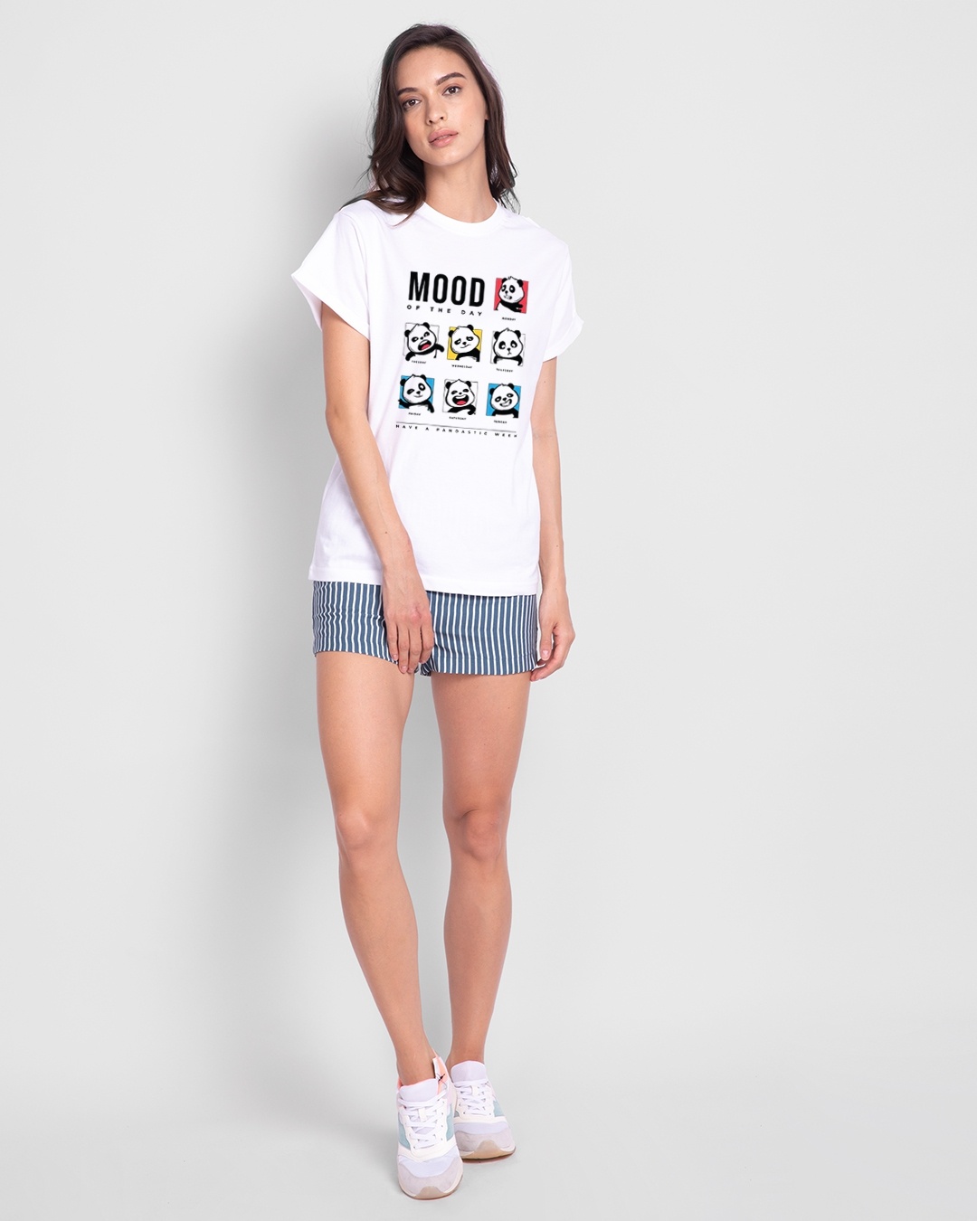 Buy Women's White MOTD Panda Graphic Printed T-shirt Online at Bewakoof
