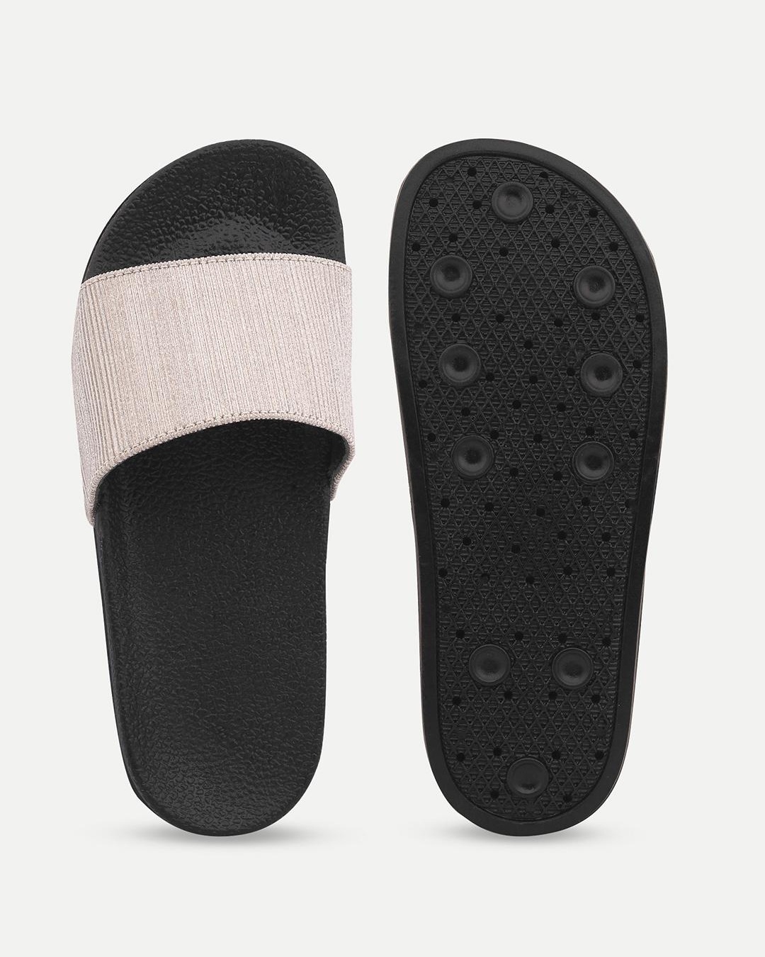 Buy Women's White Self Design Sliders Online in India at Bewakoof