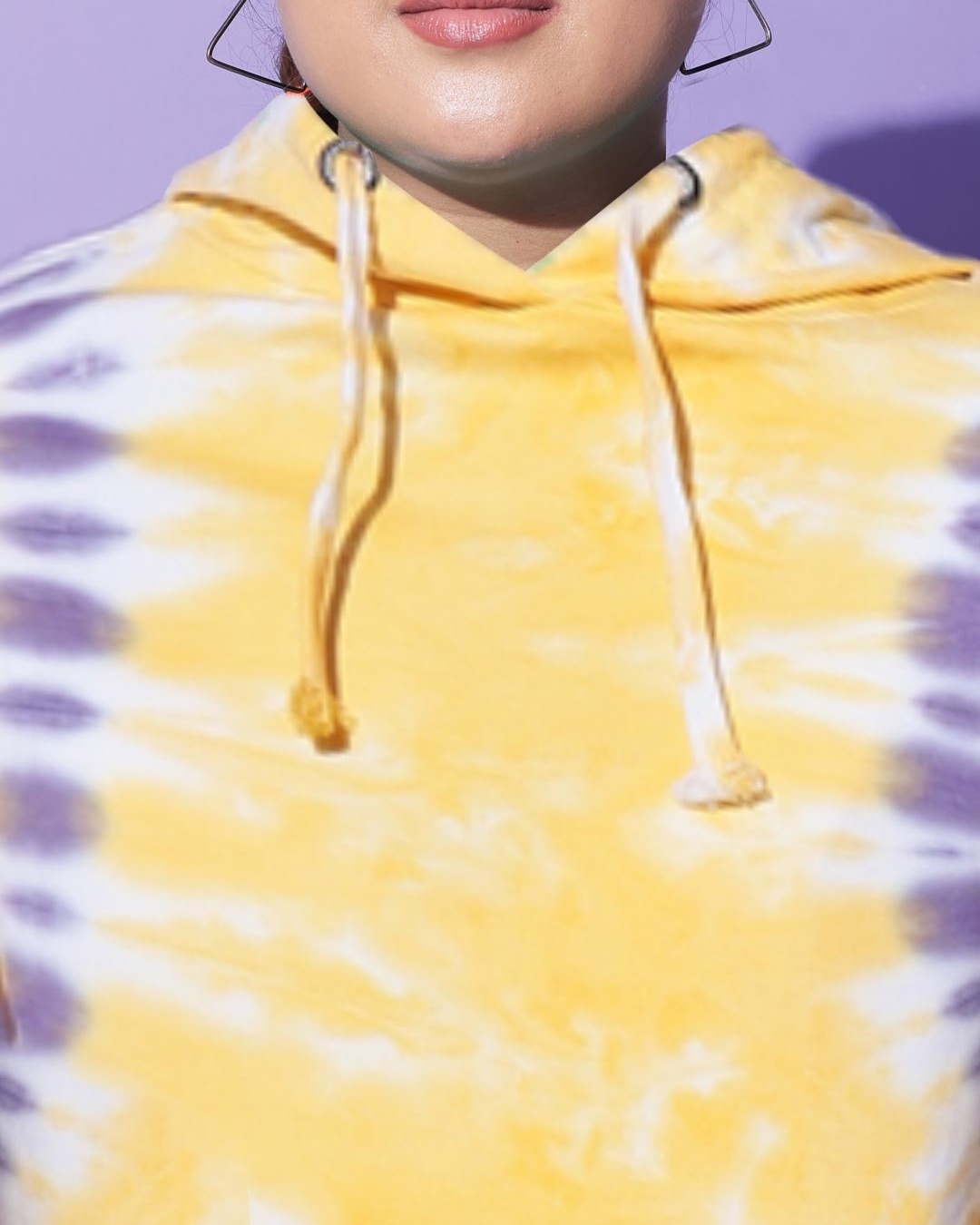 Buy Womens Yellow And Purple Tie And Dye Plus Size Hooded Sweatshirt For