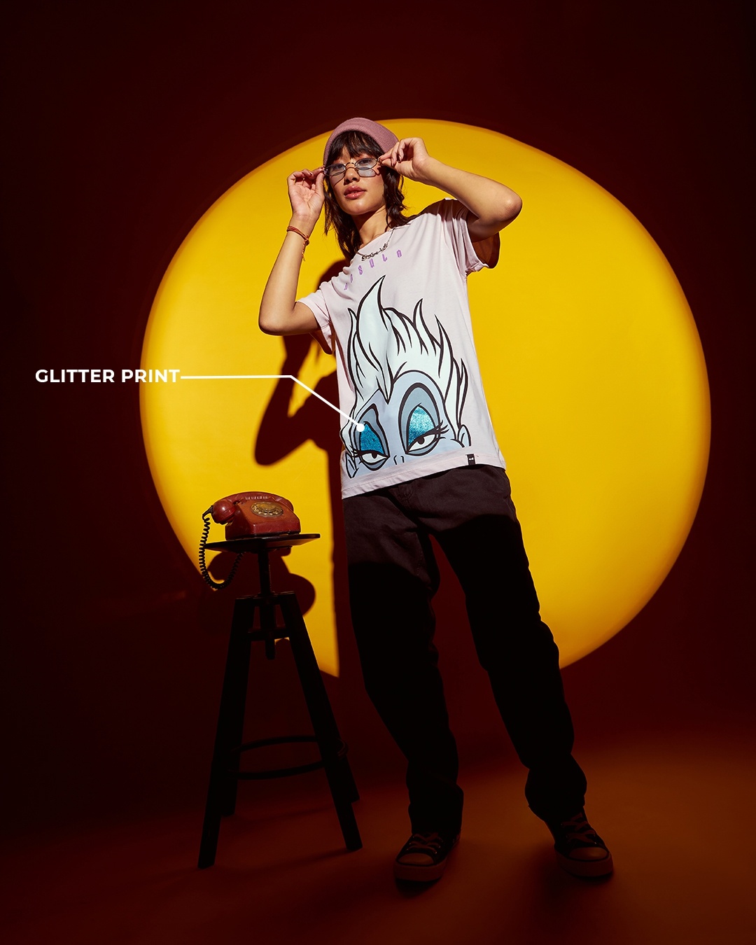 Buy Women's Pink Ursula Stare Graphic Printed Boyfriend T-shirt Online ...