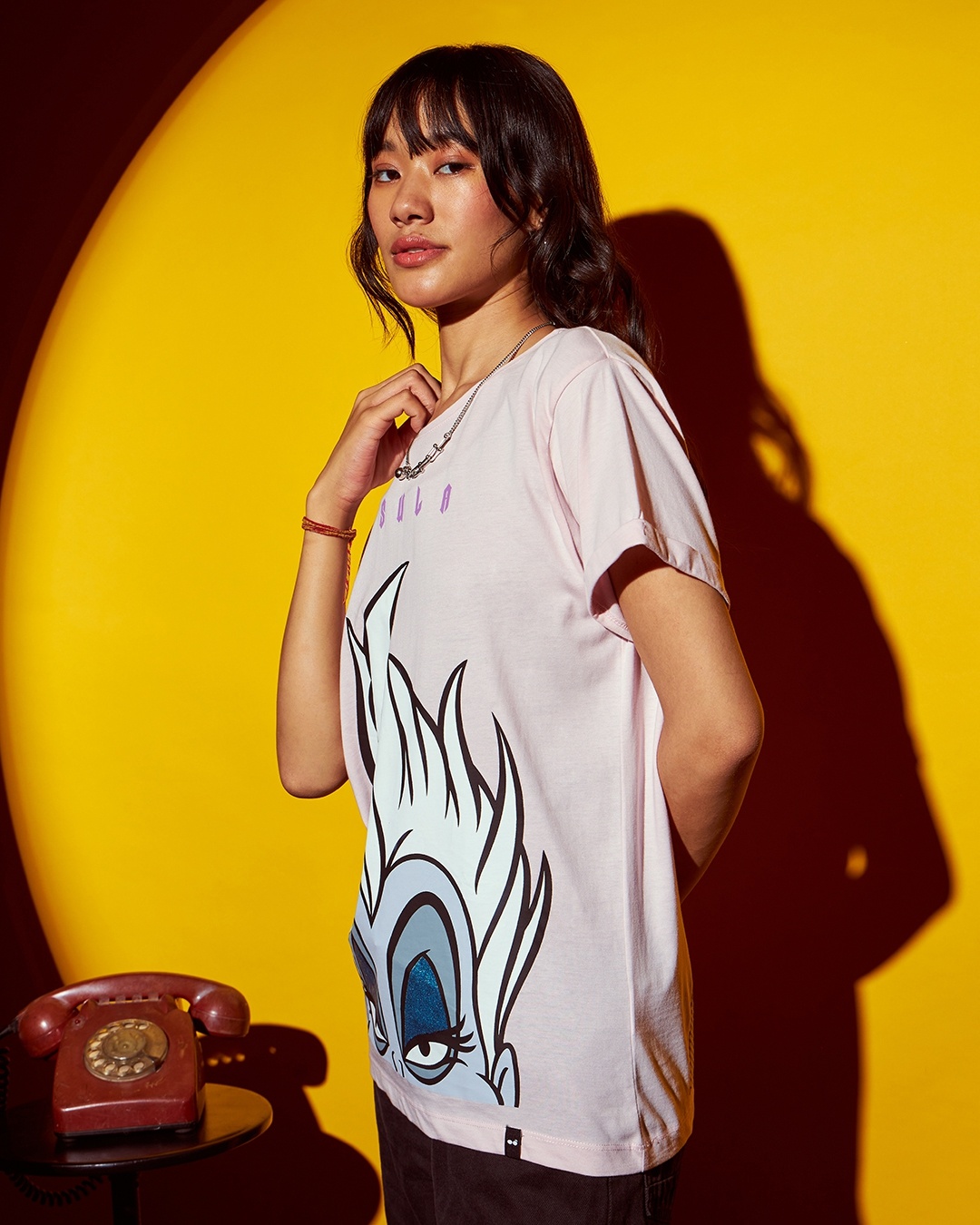 Buy Women's Pink Ursula Stare Graphic Printed Boyfriend T-shirt Online ...