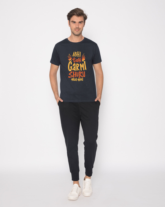 Buy Abhi Toh Garmi Stone Grey Printed Half Sleeve T-Shirt For Men ...