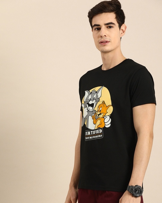 Buy Certified Troublemakers Half Sleeve T-Shirt (TJL) Black for Men ...
