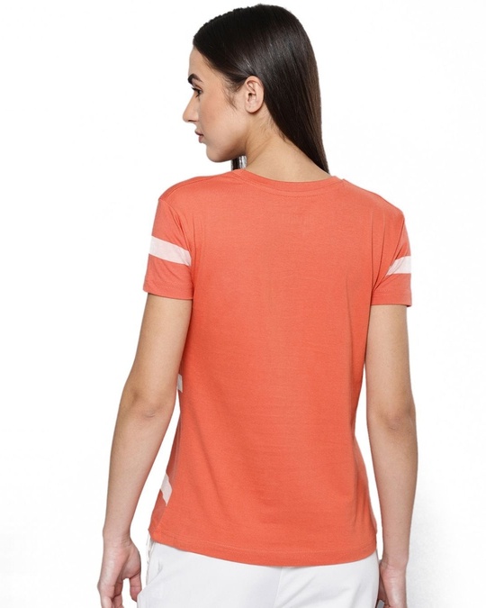 Buy Women's Orange Striped T-shirt Online at Bewakoof