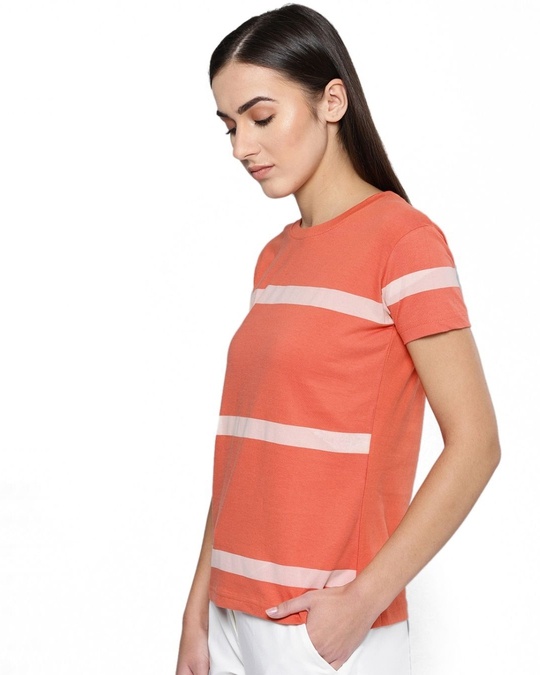 Buy Women's Orange Striped T-shirt Online at Bewakoof