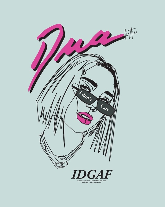 Buy Women's Harbor Gray Dua Lipa IDGAF Graphic Printed Oversized ...